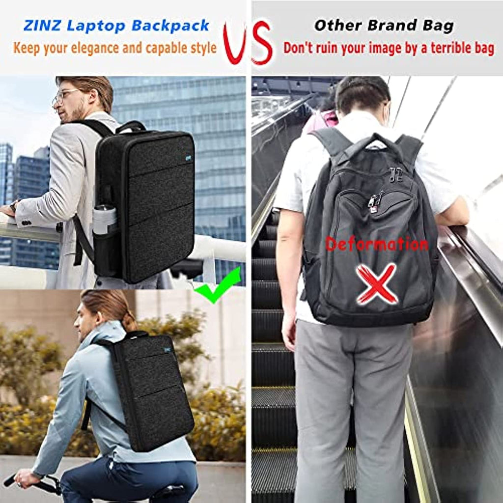 ZINZ Slim & Expandable Laptop Backpack Water Resistant School Backpac ...
